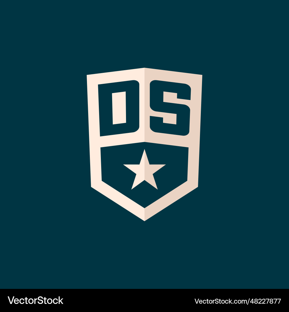 Initial ds logo star shield symbol with simple Vector Image
