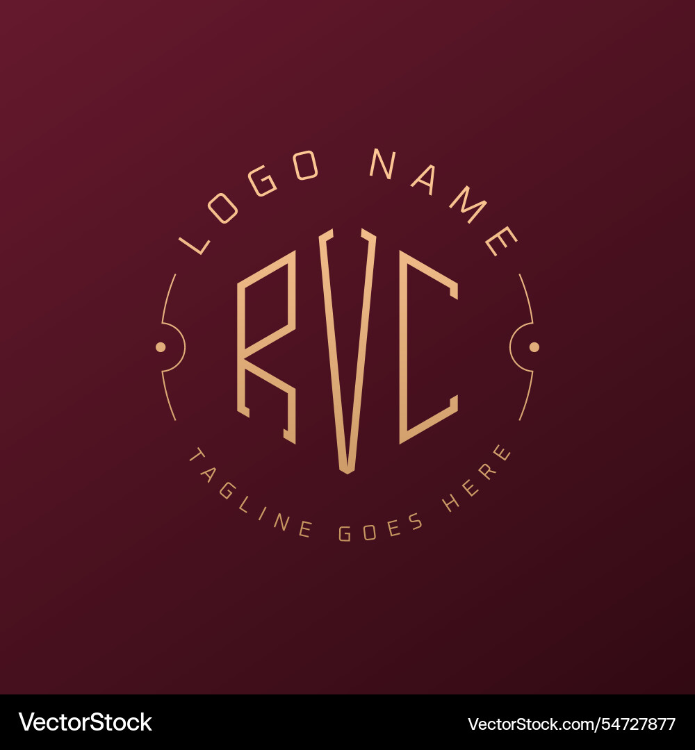 Luxury rvc logo design elegant letter Royalty Free Vector
