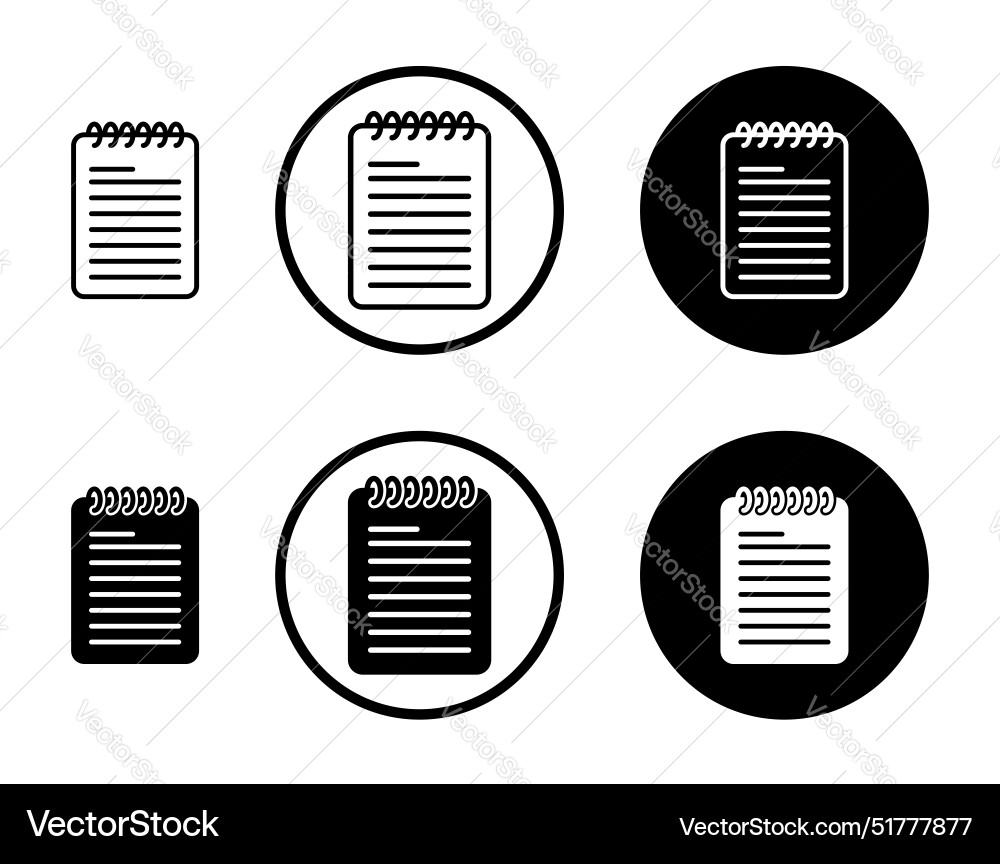 Memo pad line icon set Royalty Free Vector Image