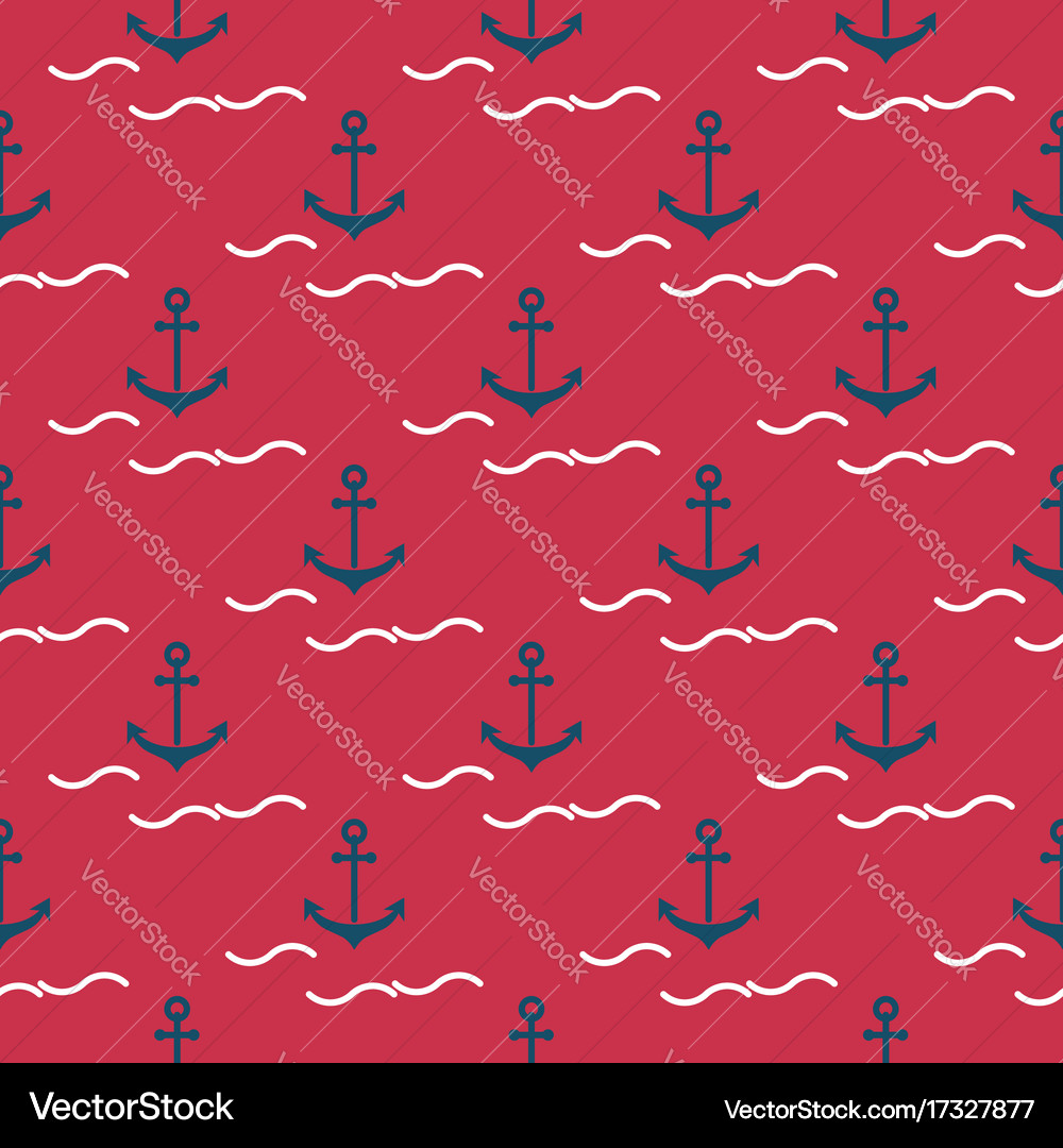 Nautical Anchor Wave Pattern Royalty Free Vector Image