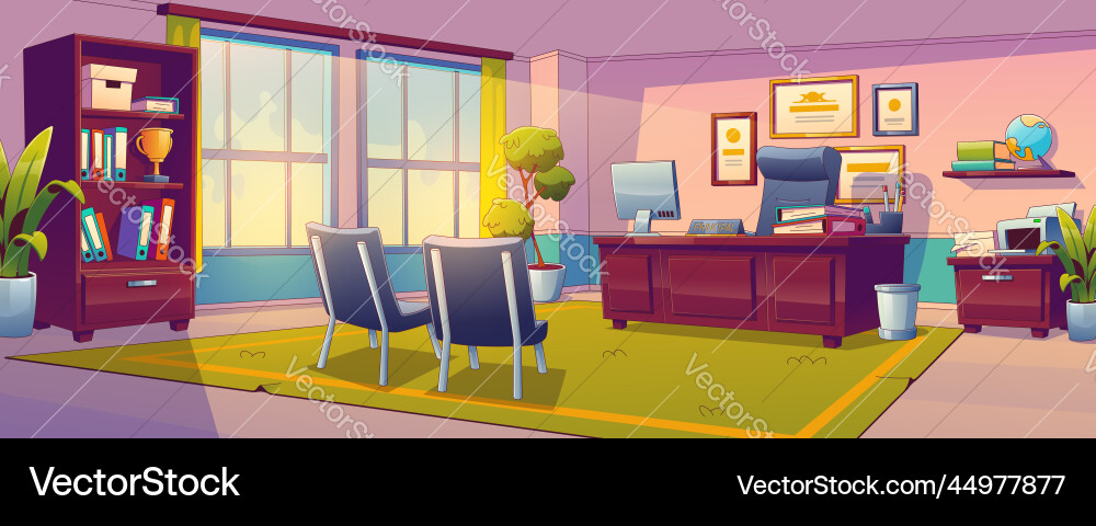 School principal office interior design – Royalty-Free Vector | VectorStock