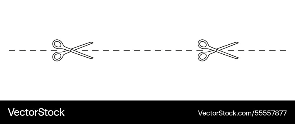 Scissor with dash cut line black dots marks Vector Image