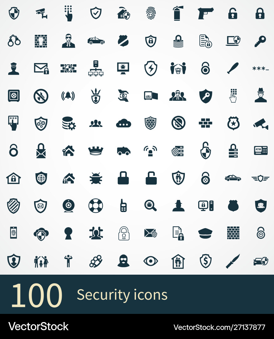 Security 100 icons universal set for web and ui Vector Image