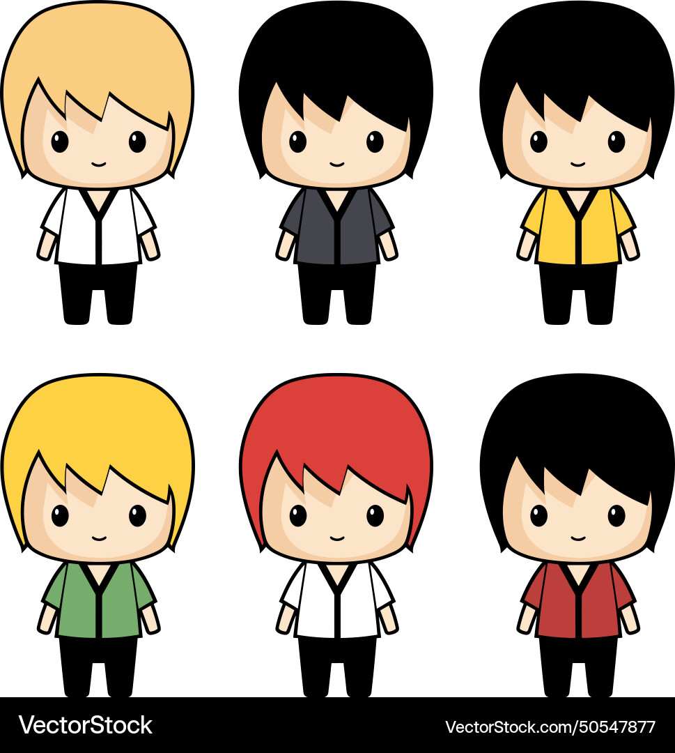 Six chibi style business people three males Vector Image