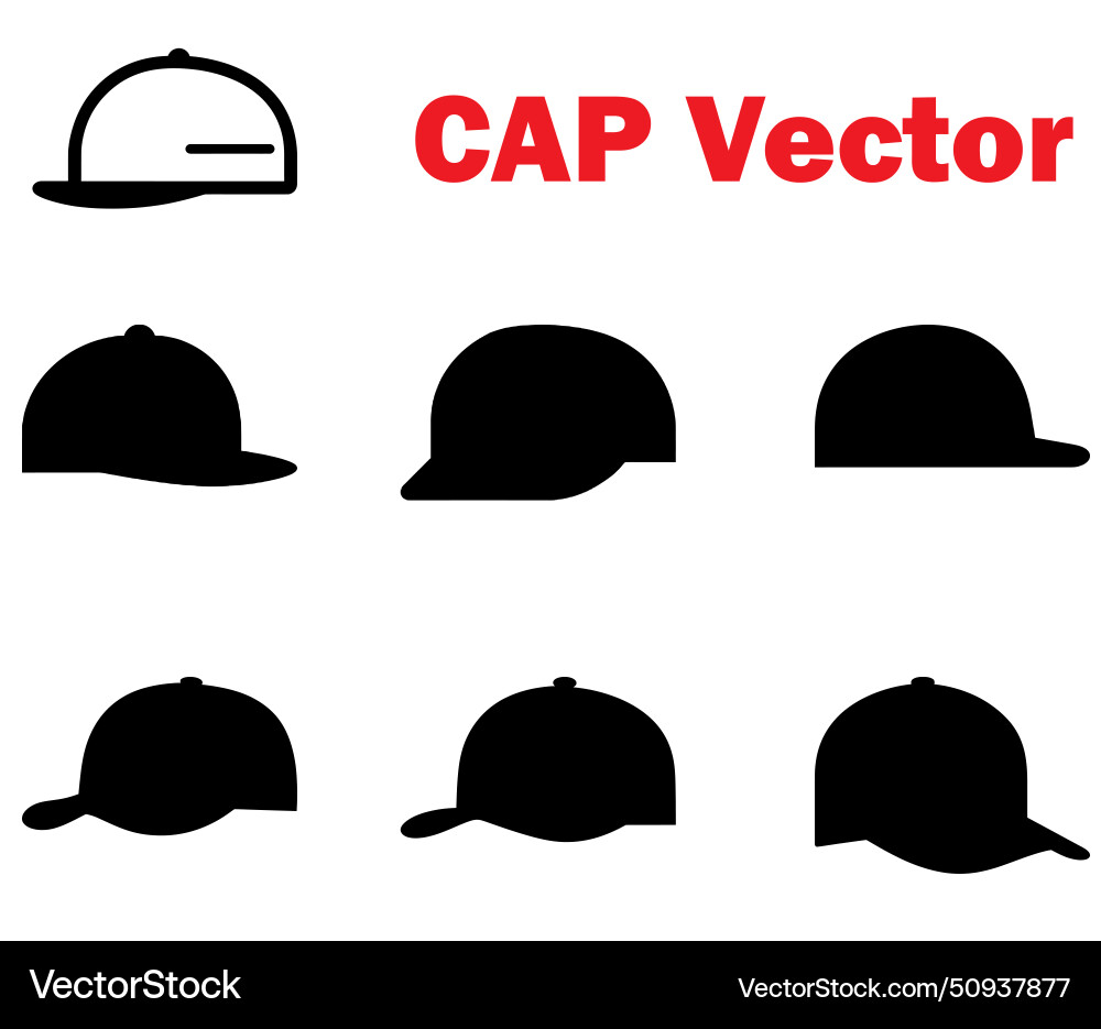 Versatile cap silhouette bundle trendy headgear Vector Image