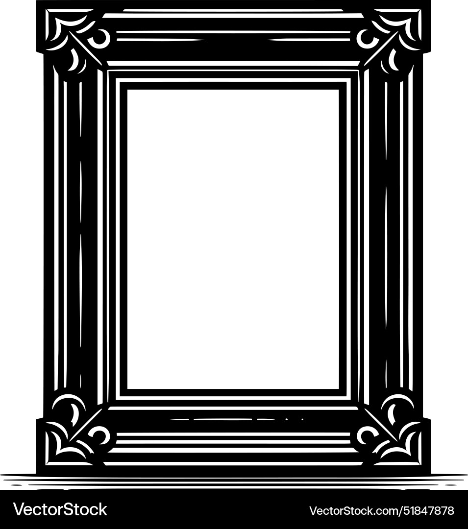 Rectangle floral frame silhouette isolated Vector Image