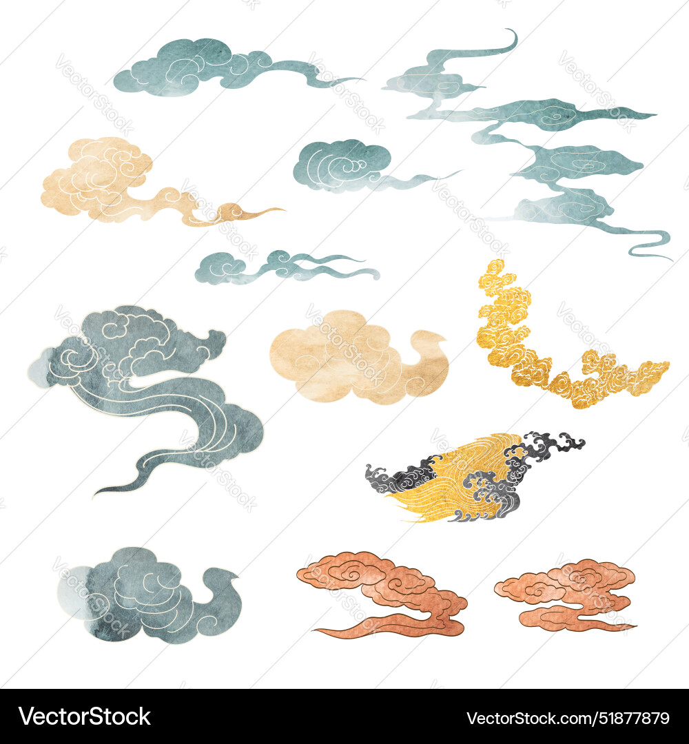 Blue gold and brown brush stroke texture Vector Image