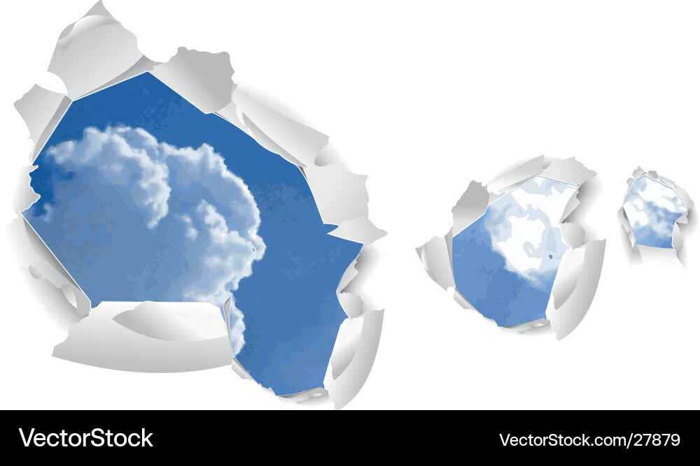 Blue Sky Paper Holes Royalty Free Vector Image