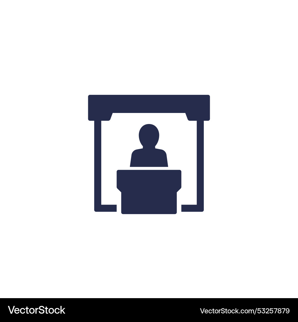 Booth icon exhibition stand on white Royalty Free Vector