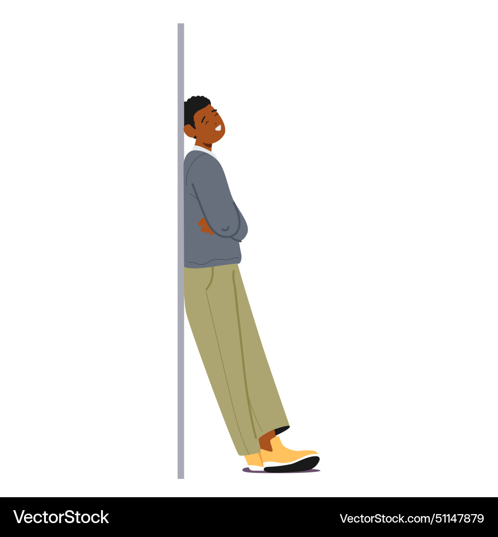 Casually dressed man leans against a wall his Vector Image