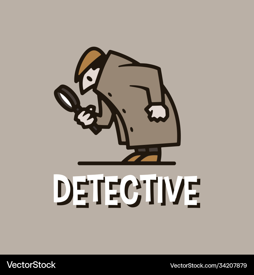 Detective retro cartoon mascot logo icon Vector Image