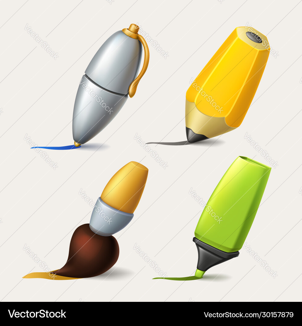 Drawing and writing tools set Royalty Free Vector Image