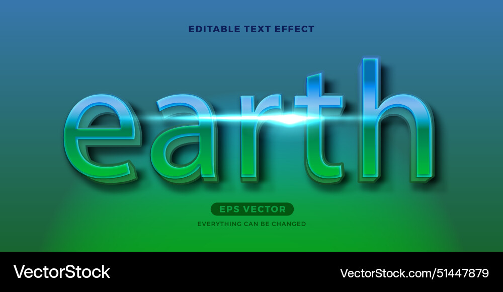 Earth nature green editable text effect Royalty Free Vector