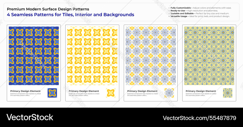 Elegant seamless tile patterns - abstract Vector Image