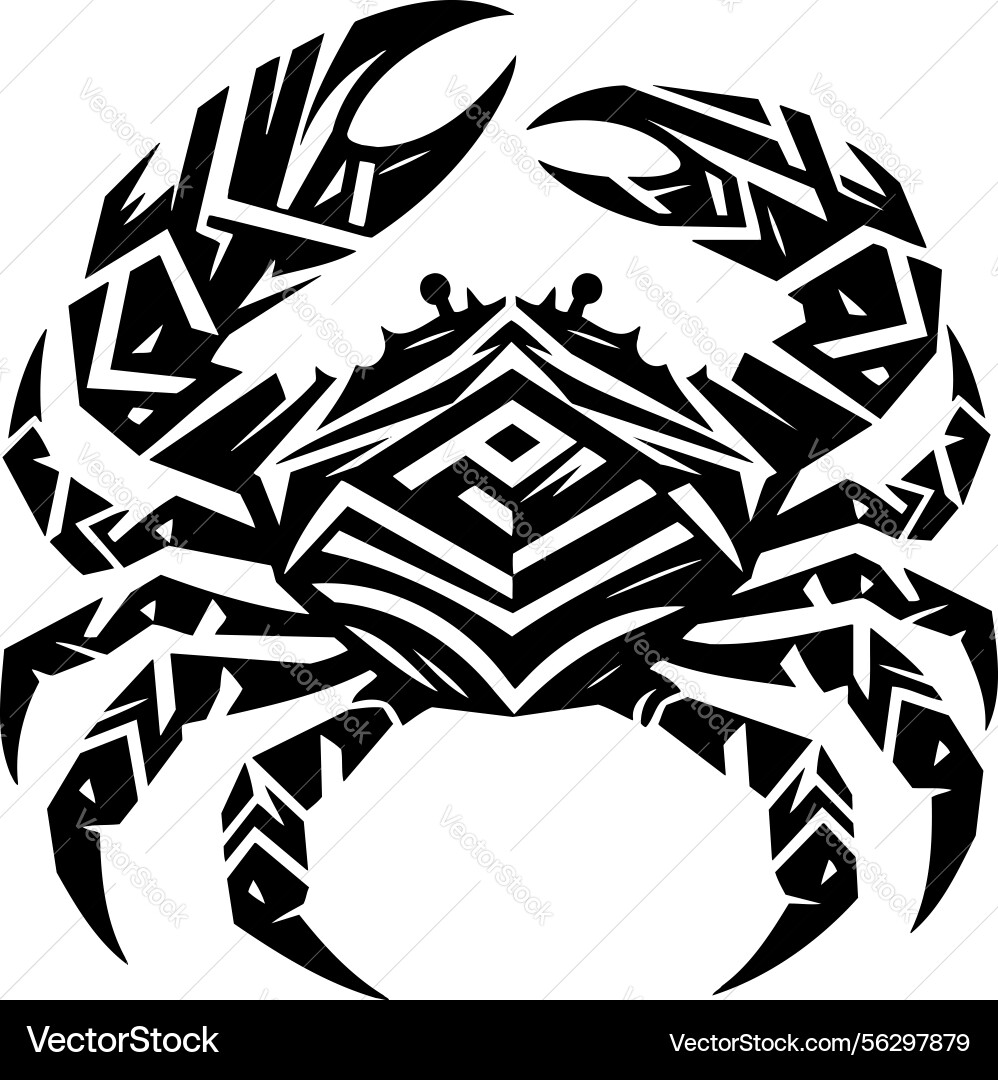 Geometric Crab Silhouette - Defensive Pose Vector Image