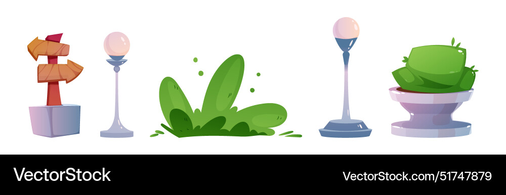 Landscape object and element with bush lamp Vector Image