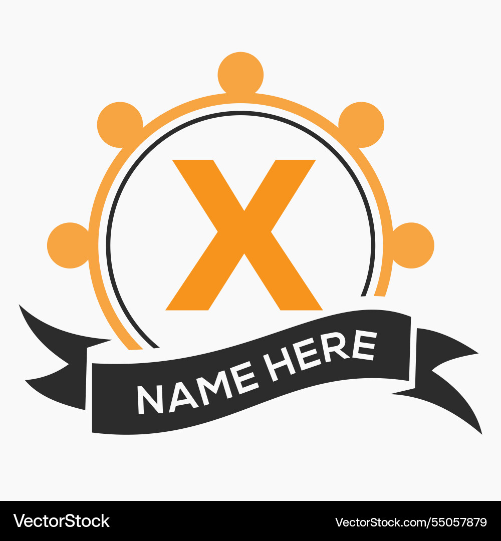 Letter x ship wheal logo concept Royalty Free Vector Image