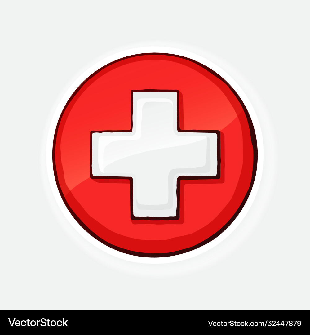 Sticker medical white cross Royalty Free Vector Image