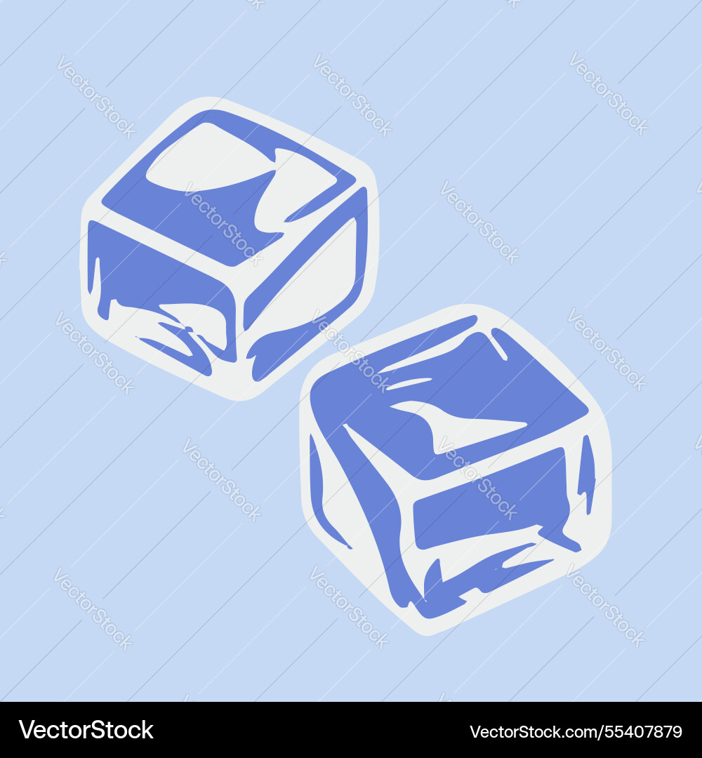 Stylized of two ice cubes on a blue background Vector Image