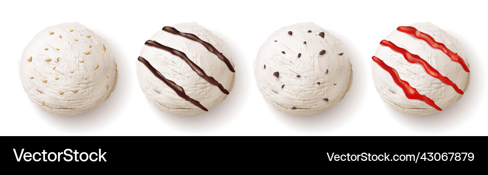 Vanilla Ice Cream Ball with Sauces Royalty Free Vector Image