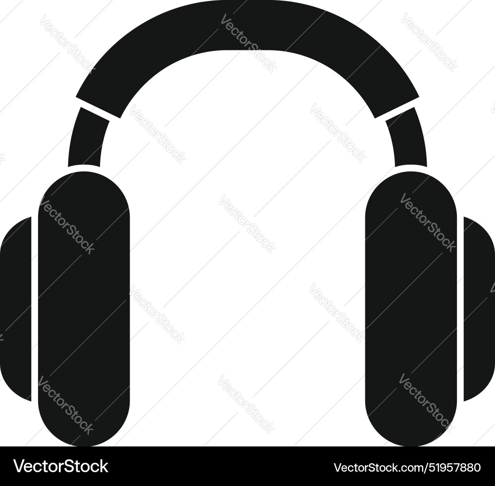 Black headphones icon representing listening Vector Image