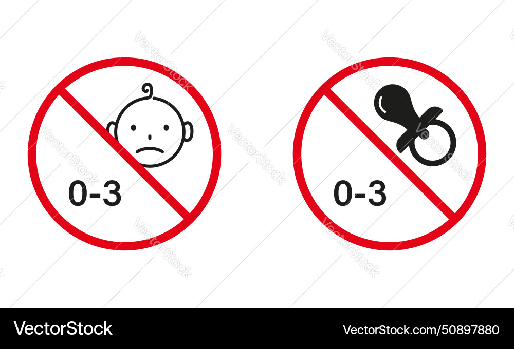 Child under three not allowed no kids 0-3 year Vector Image
