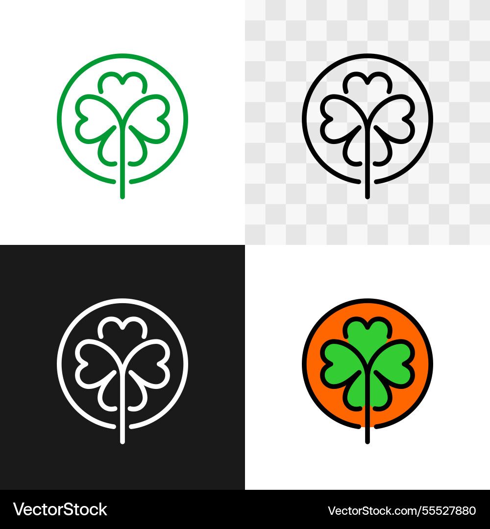Clover Four Leaf Logo - Line Art Royalty Free Vector Image