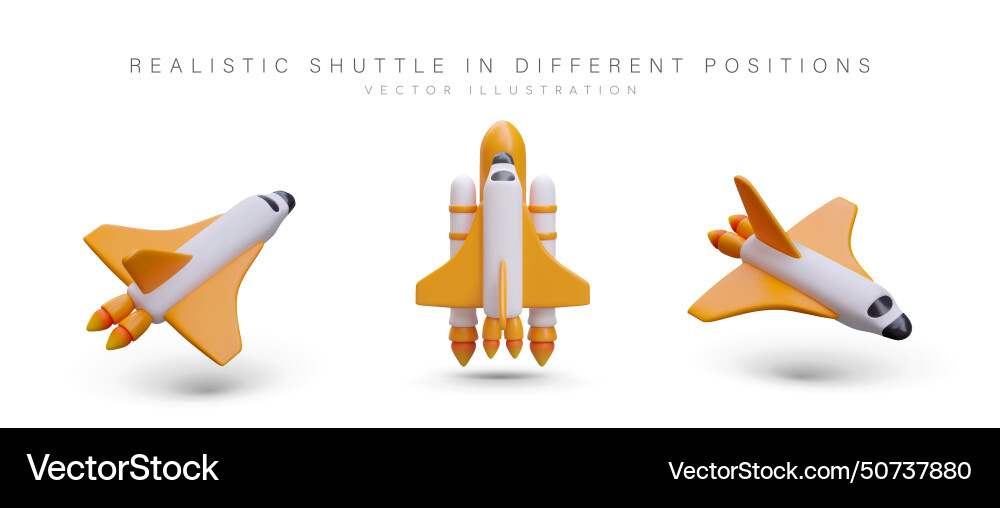 Color realistic shuttle start flight landing Vector Image