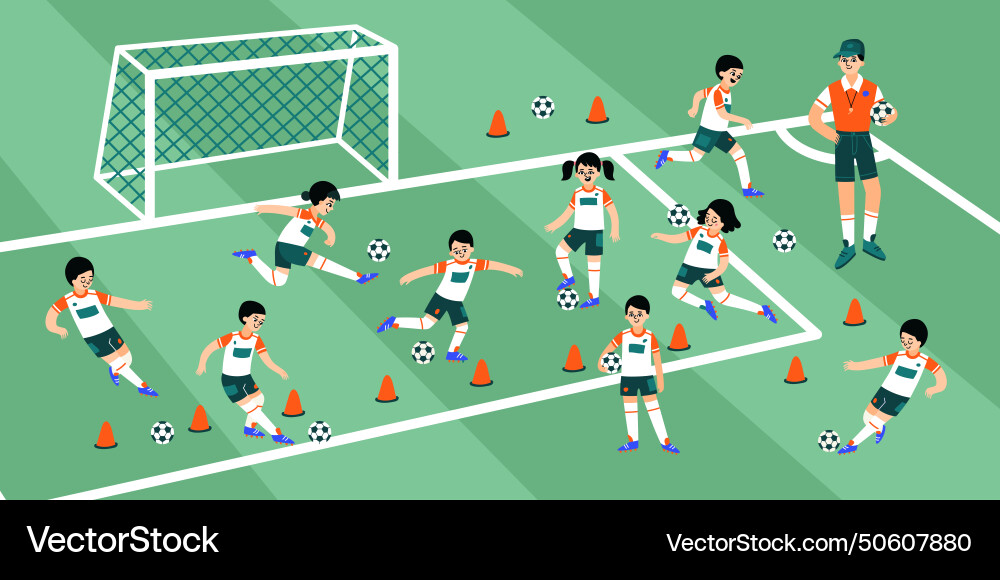 Football training composition Royalty Free Vector Image