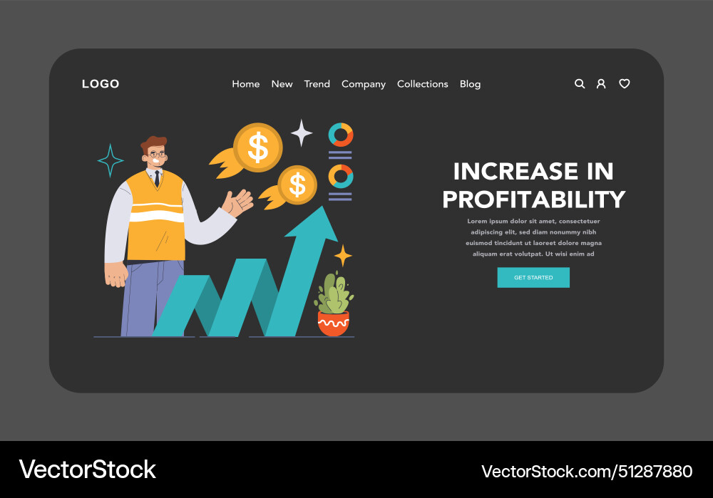 Increase in profitability concept flat Royalty Free Vector