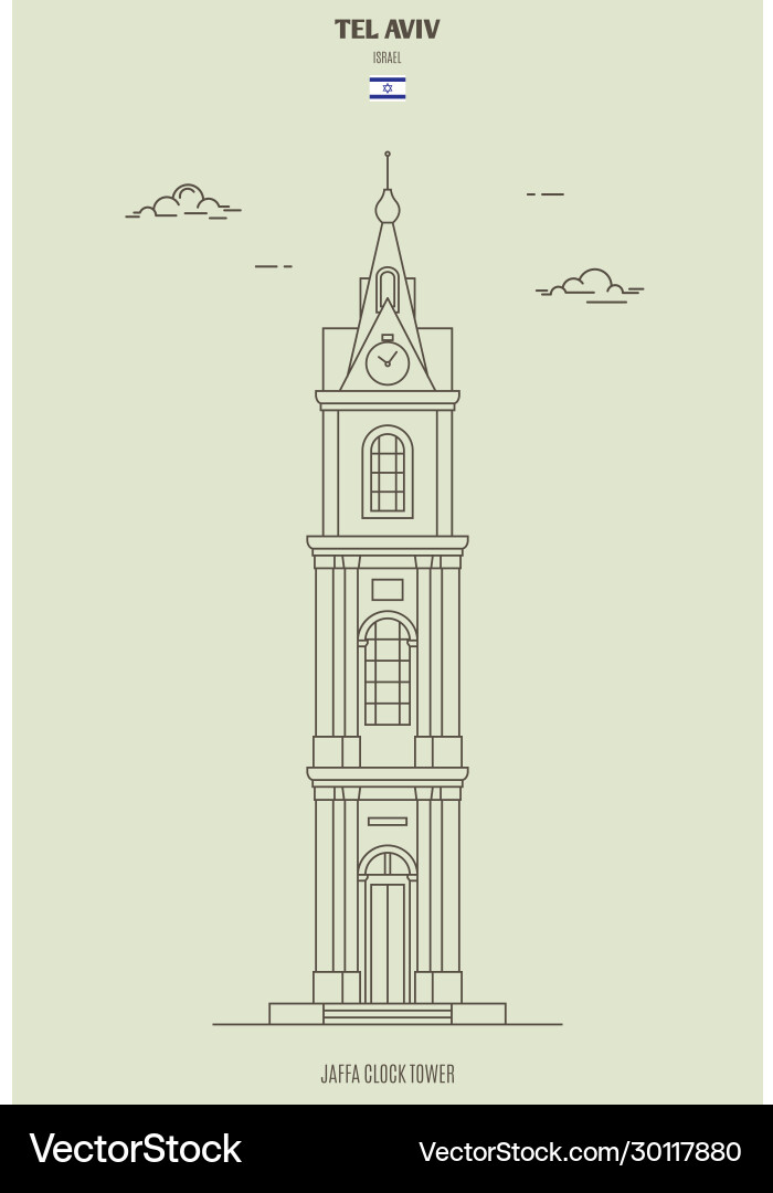 Jaffa clock tower in tel aviv israel Royalty Free Vector