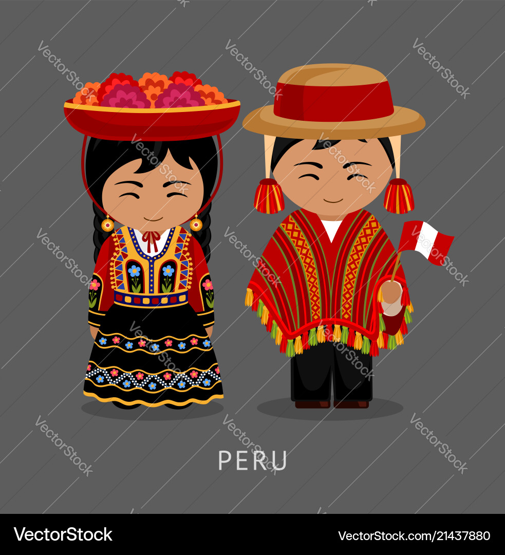 Peruvian in national dress Royalty Free Vector Image