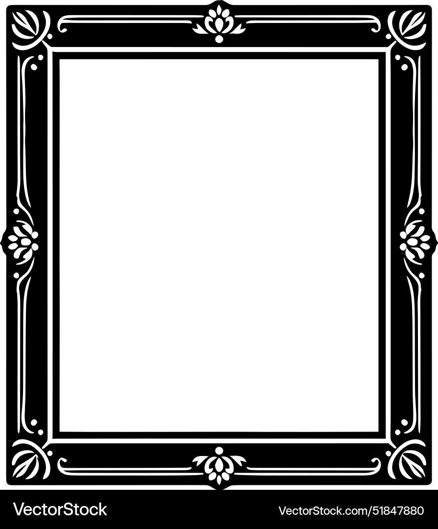 Rectangle floral frame silhouette isolated on a Vector Image
