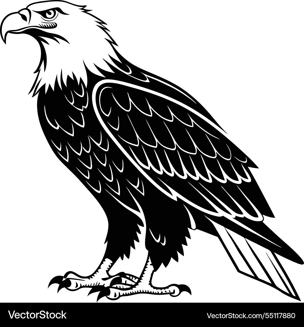 Standing eagle silhouette Royalty Free Vector Image