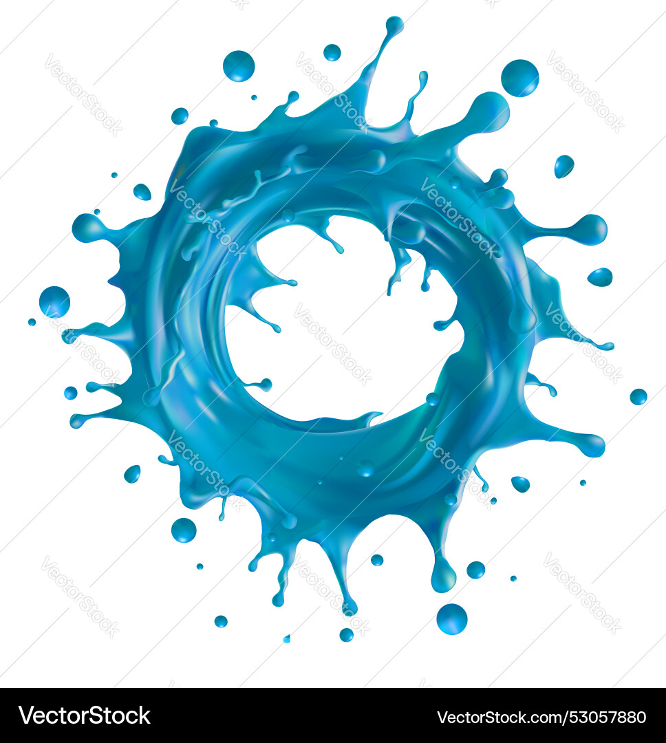 Water splash top view isolated on white Royalty Free Vector