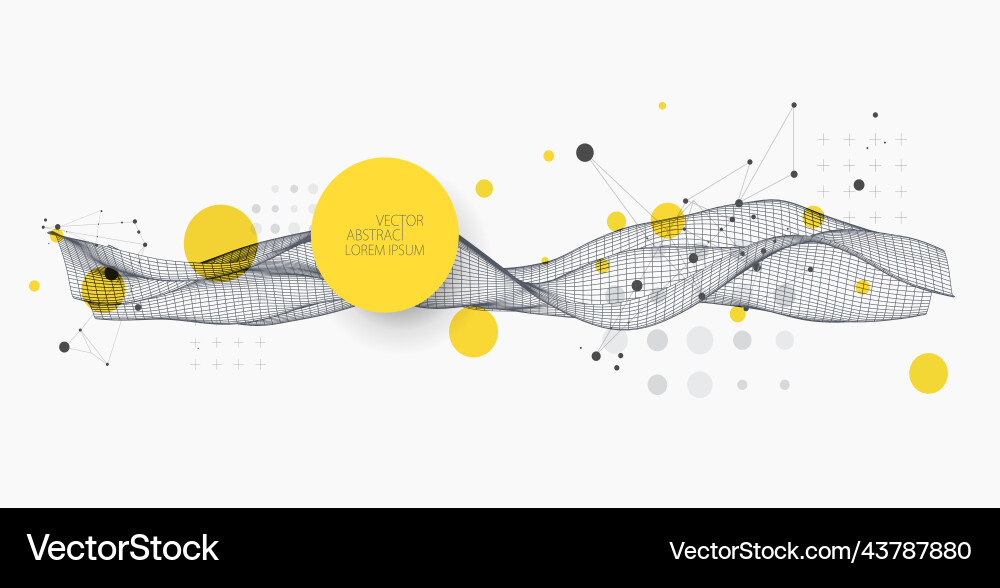 Wireframe wave trendy fluid cover design Vector Image