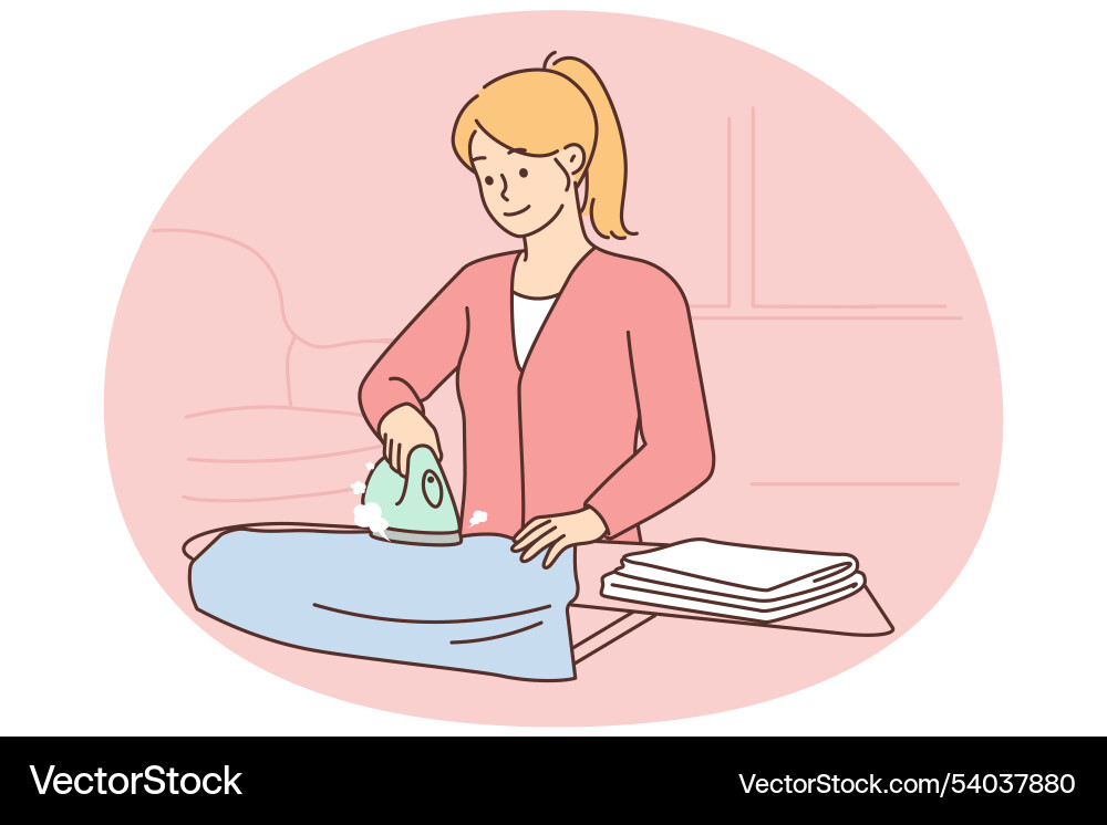 Woman ironing clothes on an board Royalty Free Vector Image