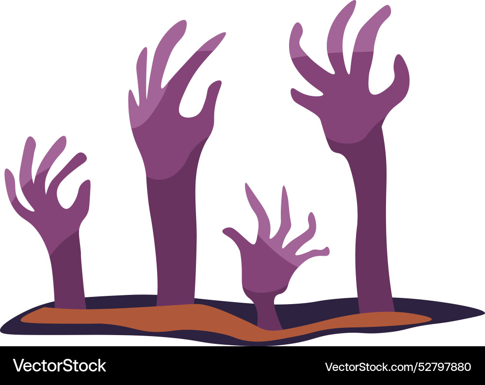 Zombie hands rising from ground Royalty Free Vector Image