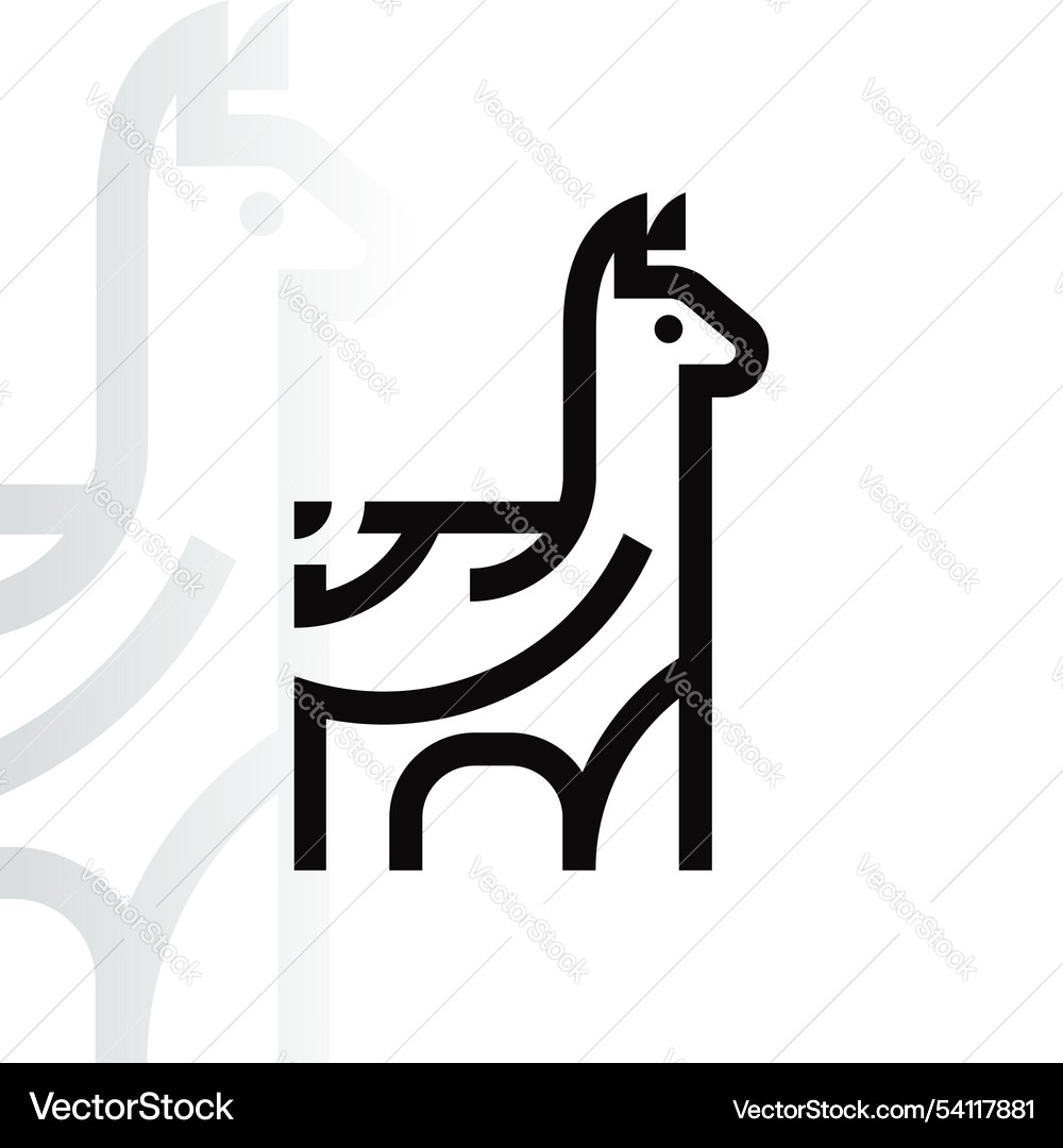 Alpaca logo on isolated background v66 Royalty Free Vector