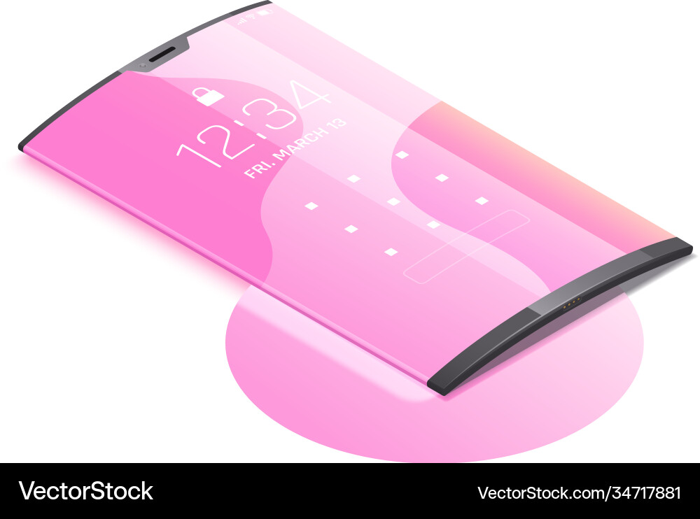 Curved screen phone composition Royalty Free Vector Image