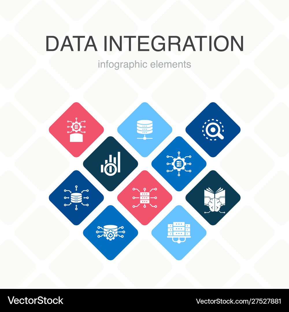 Data integration infographic 10 option color Vector Image