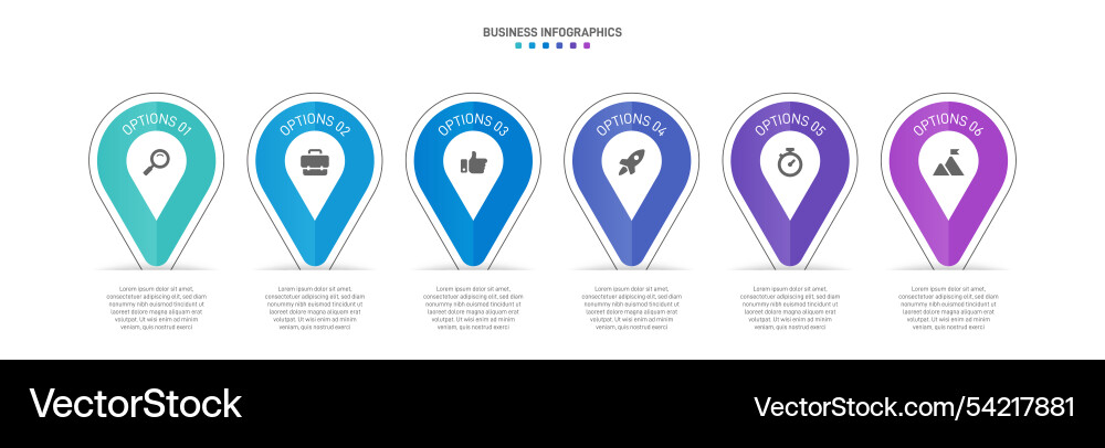 Horizontal progress bar featuring 6 arrow-shaped Vector Image