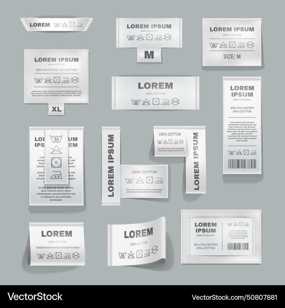 Laundry labels set Royalty Free Vector Image - VectorStock