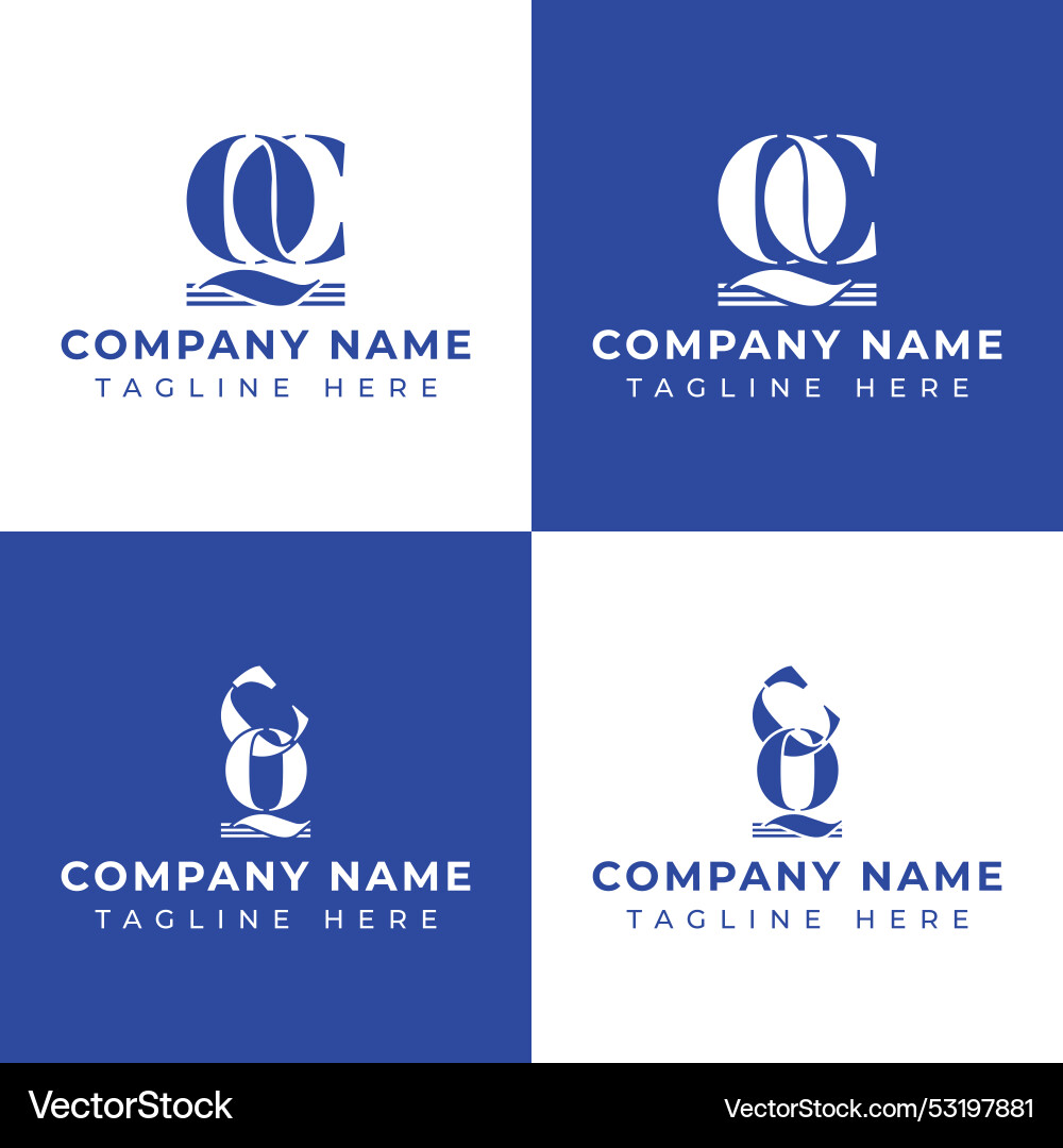 Letters qc and cq pillar logo set suitable Vector Image