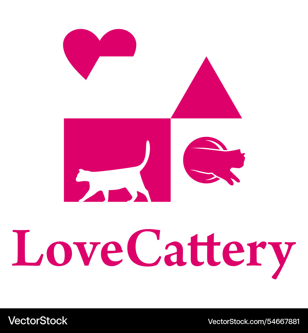 Love cattery flat minimalist logo design Vector Image