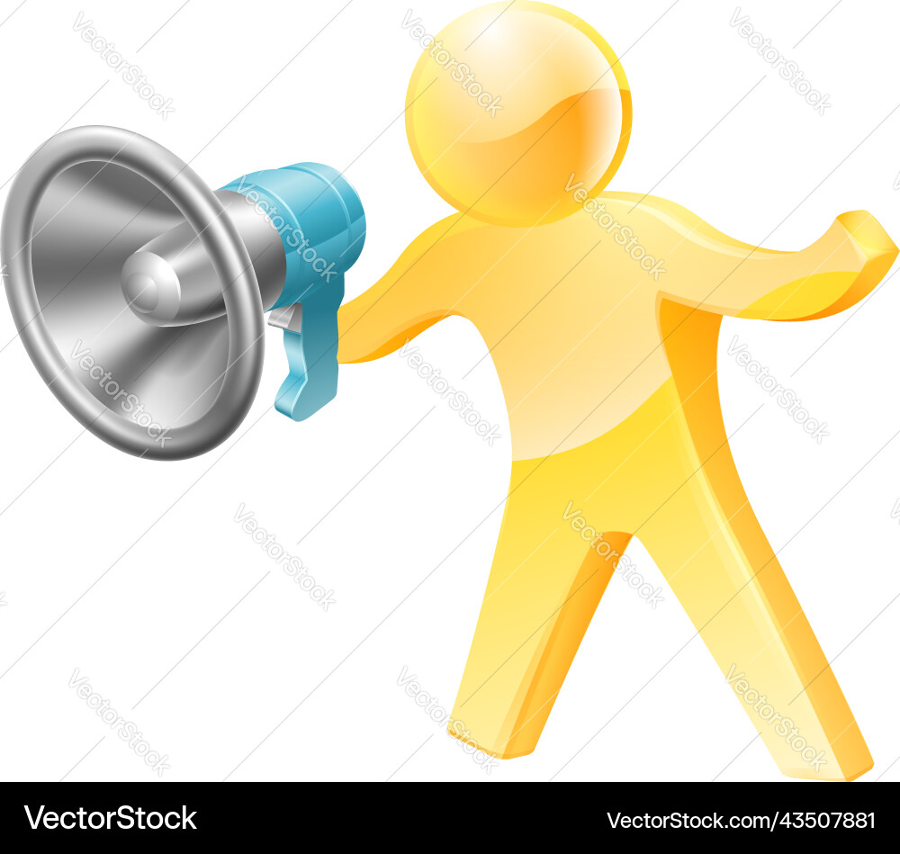 Megaphone gold person Royalty Free Vector Image