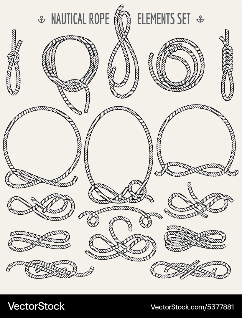Nautical rope elements set Royalty Free Vector Image