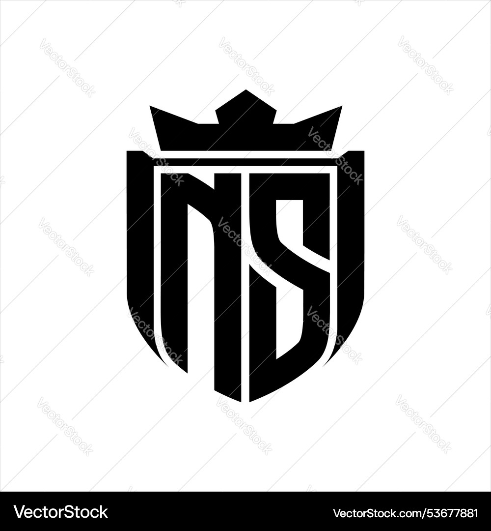Ns logo with shield shape geeometric crown Vector Image