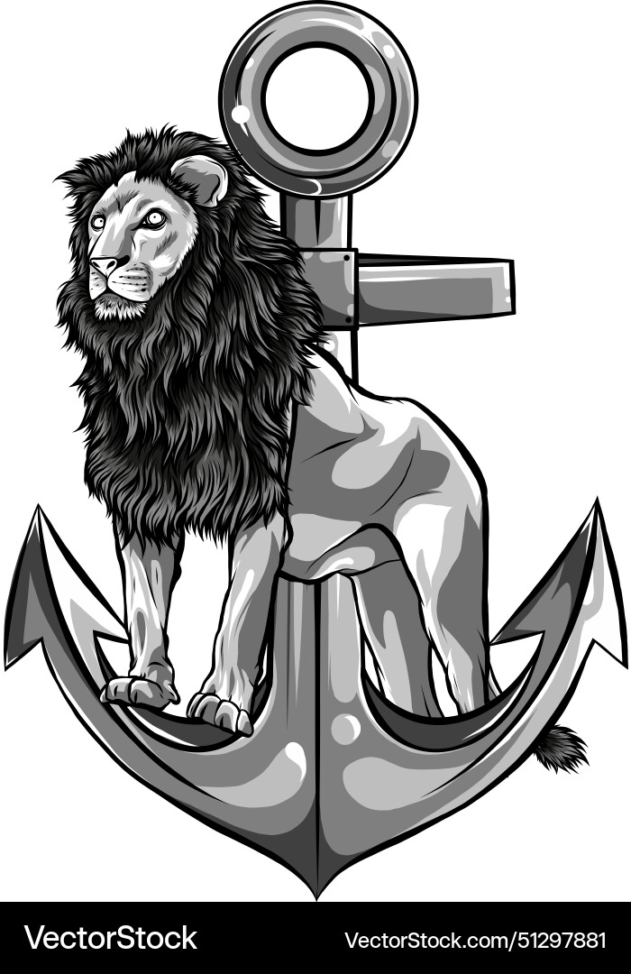 Of lion with anchor design Royalty Free Vector Image