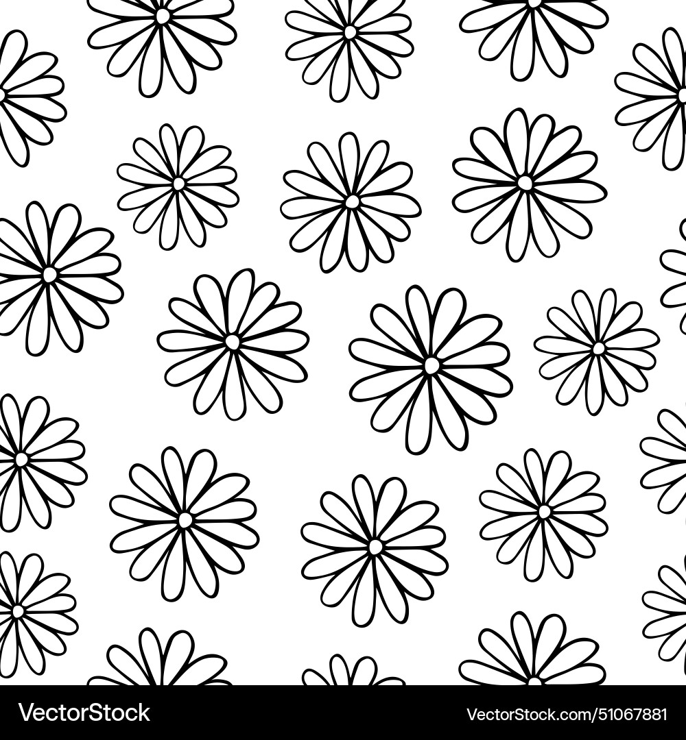Seamless pattern with flowers in doodle style Vector Image